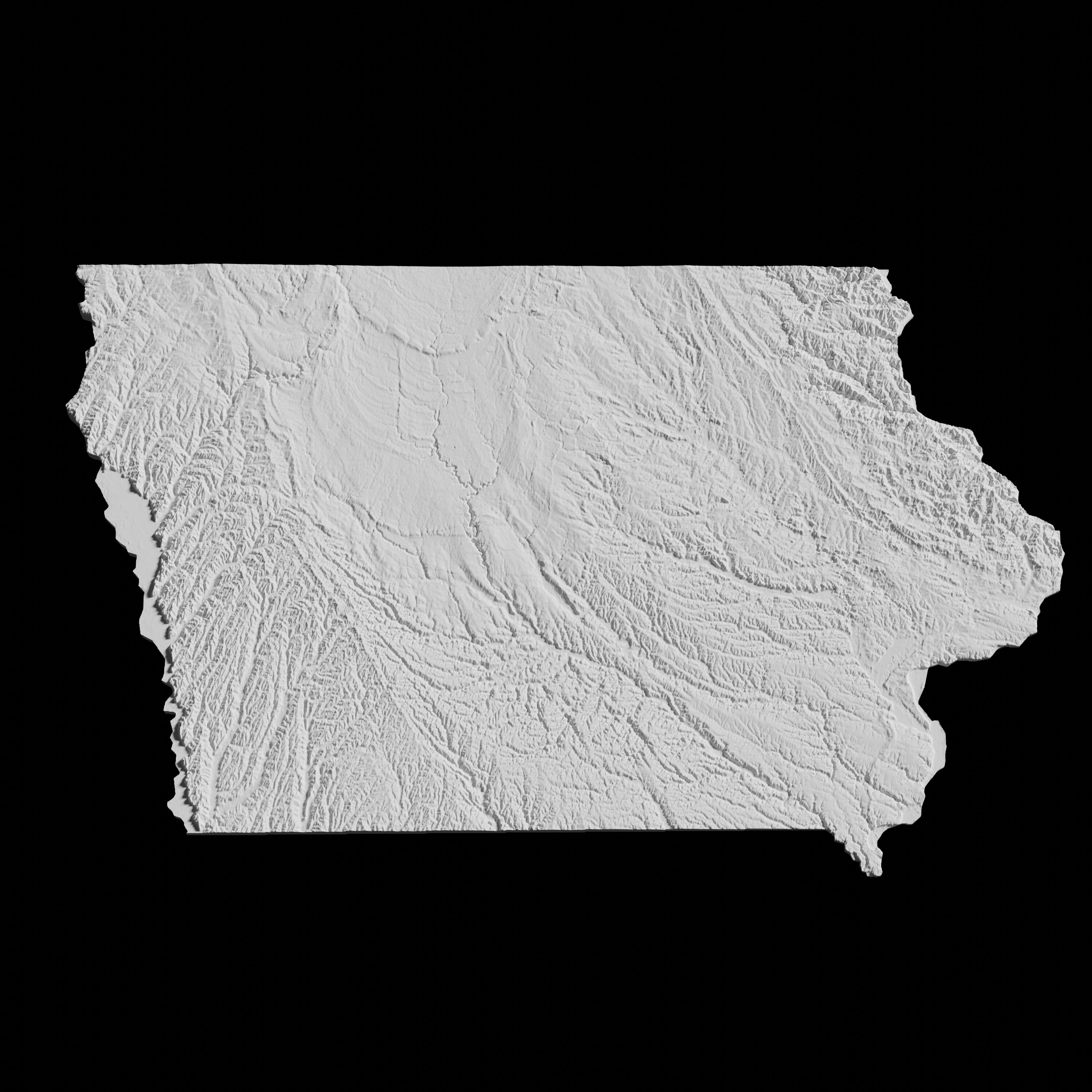 USA State of Iowa Topographic Map - 3D Terrain by Codingry