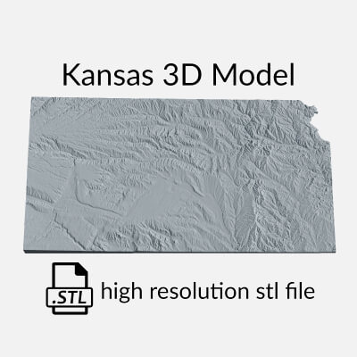 USA State of Kansas Topographic Map - 3D Terrain by Codingry