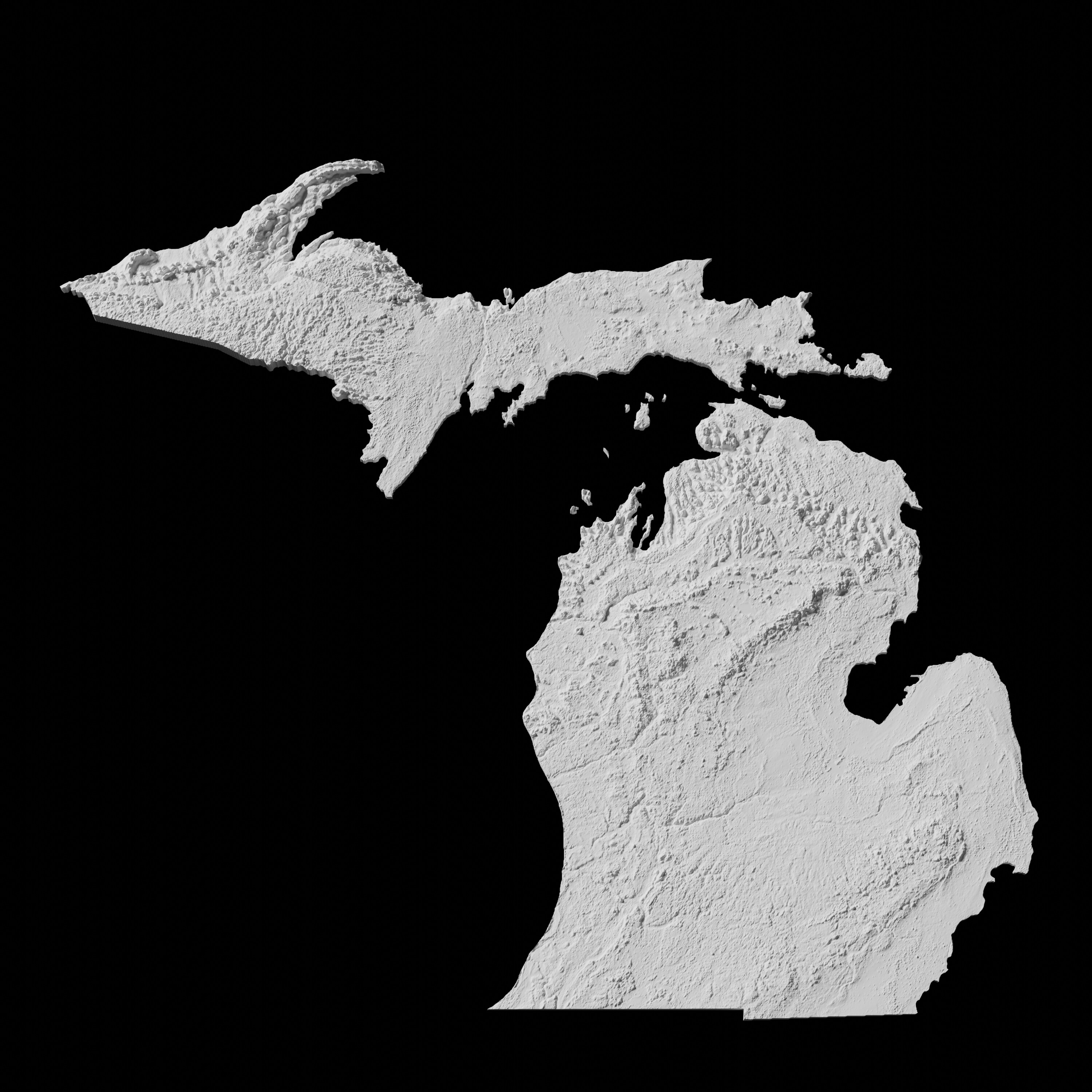 USA State of Michigan Topographic Map - 3D Terrain by Codingry