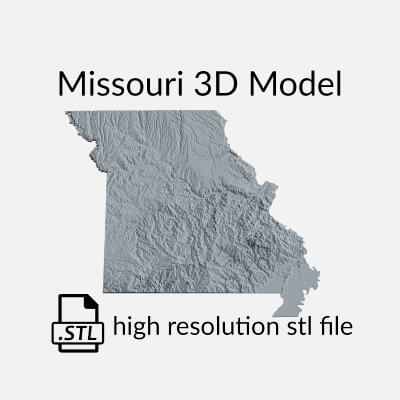 USA State of Missouri Topographic Map - 3D Terrain by Codingry
