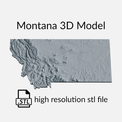 USA State of Montana Topographic Map - 3D Terrain by Codingry