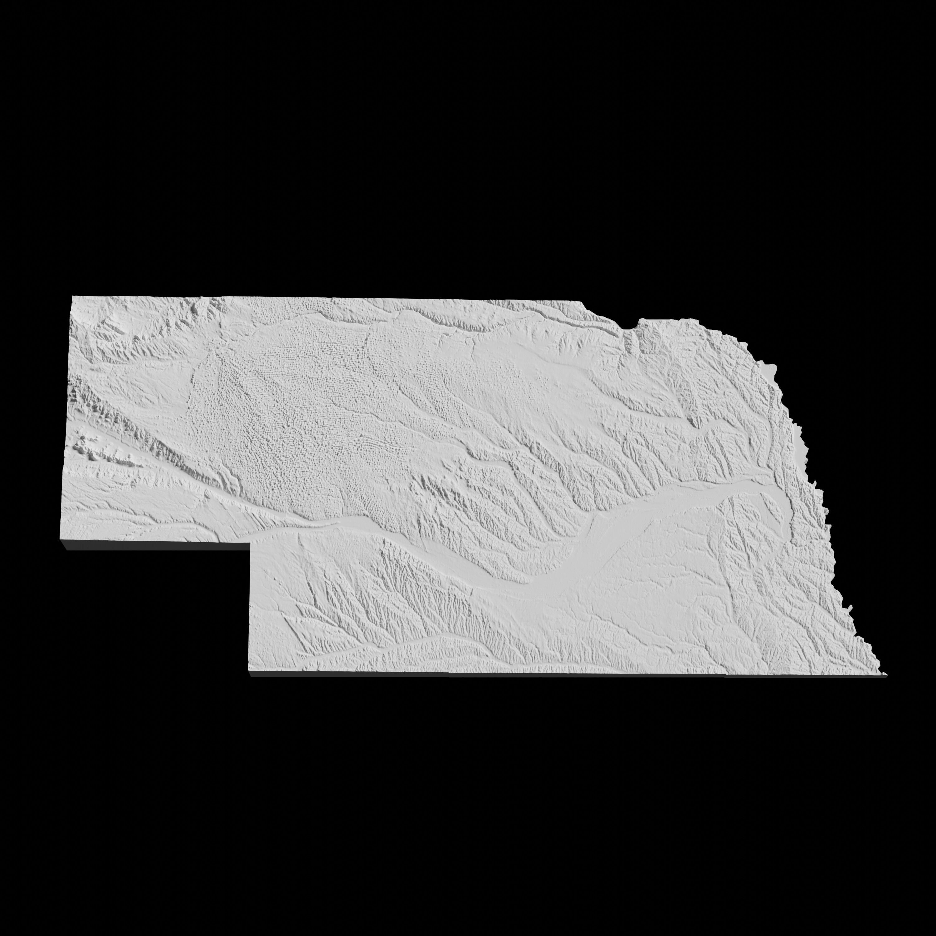 USA State of Nebraska Topographic Map - 3D Terrain by Codingry