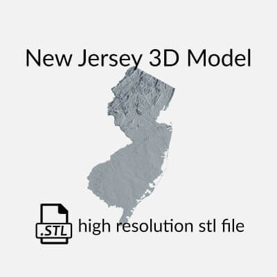USA State of New Jersey Topographic Map - 3D Terrain by Codingry