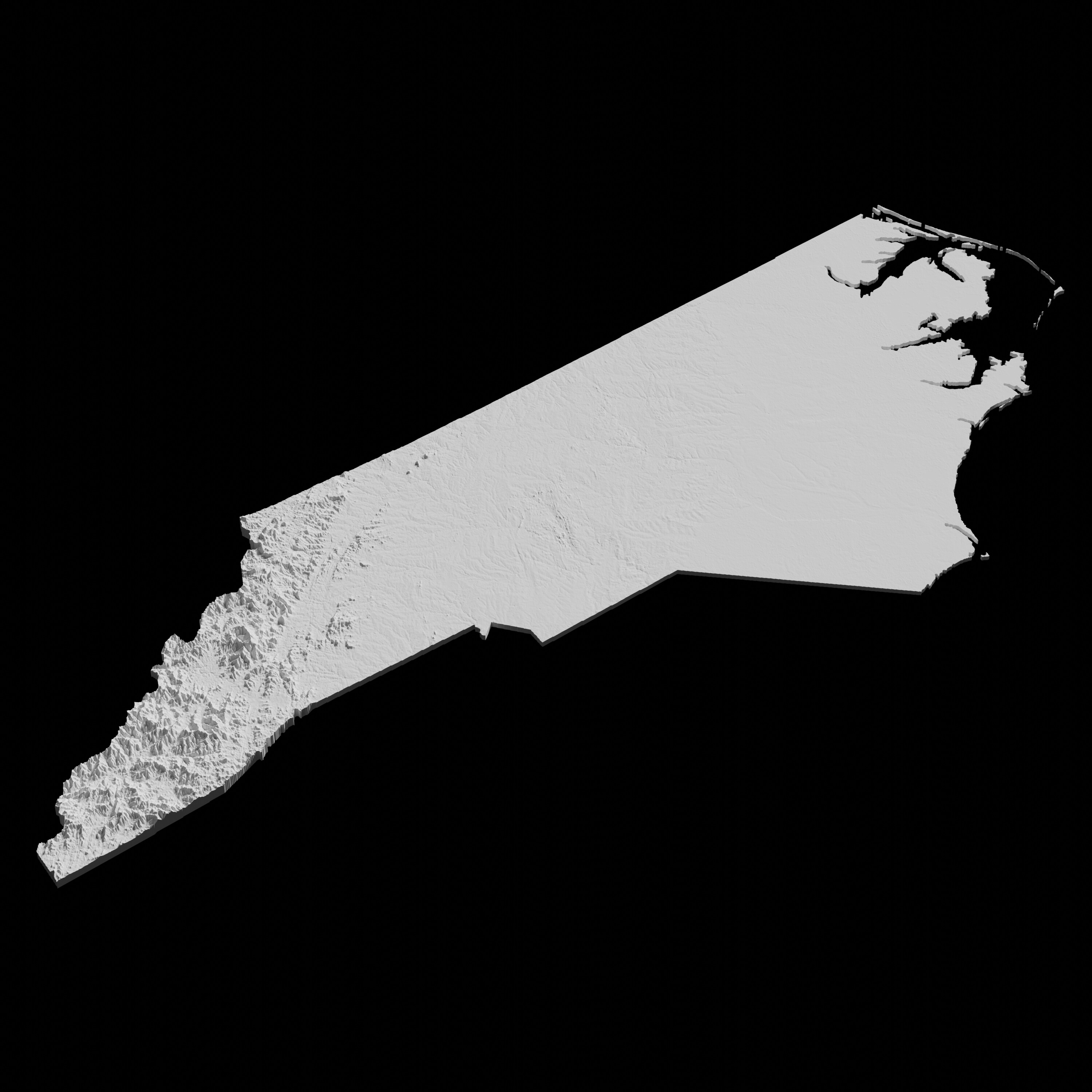 USA State of North Carolina Topographic Map - 3D Terrain by Codingry