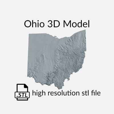 USA State of Ohio Topographic Map - 3D Terrain by Codingry