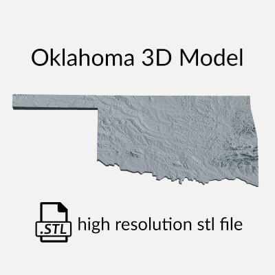 USA State of Oklahoma Topographic Map - 3D Terrain by Codingry