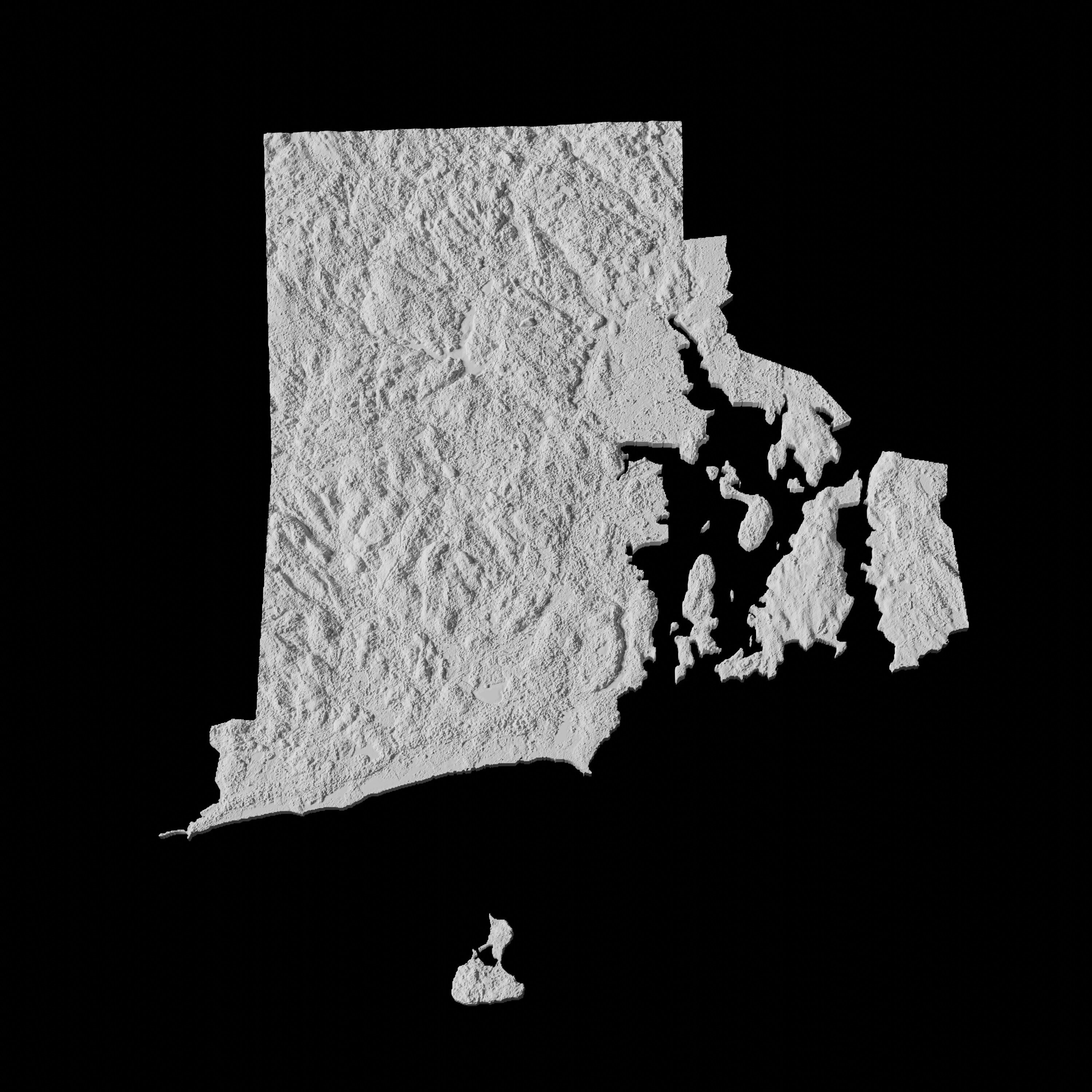 USA State of Rhode Island Topographic Map - 3D Terrain by Codingry