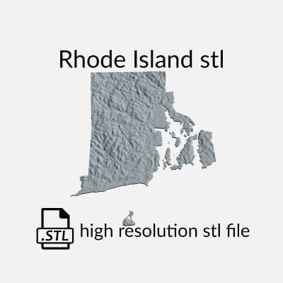 USA State of Rhode Island Topographic Map - 3D Terrain by Codingry