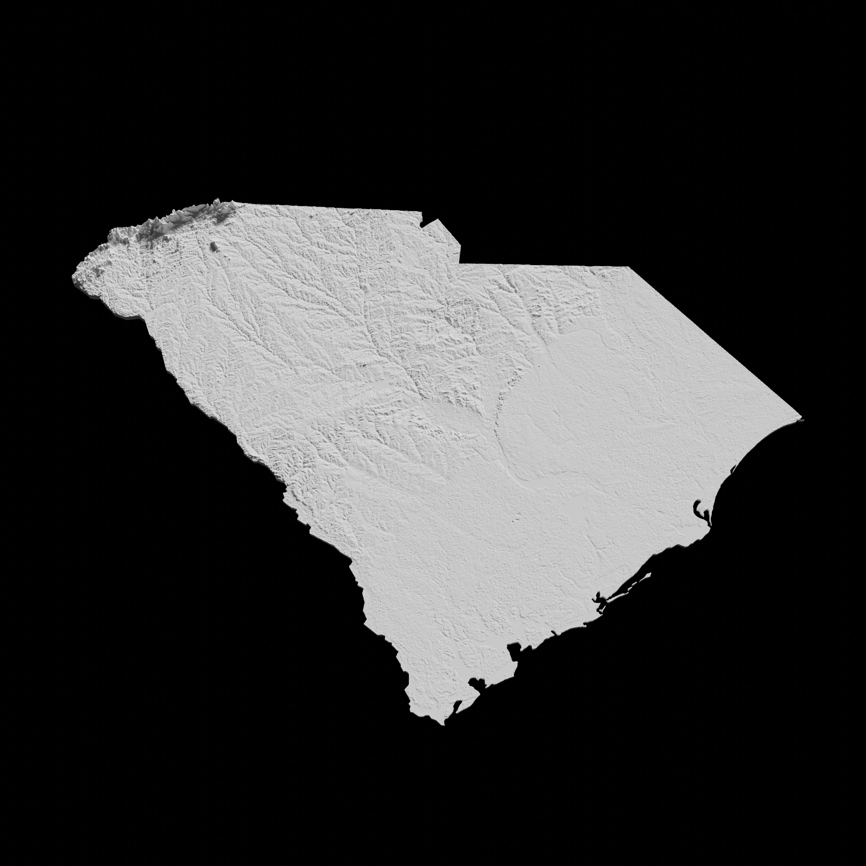 USA State of South Carolina Topographic Map - 3D Terrain by Codingry