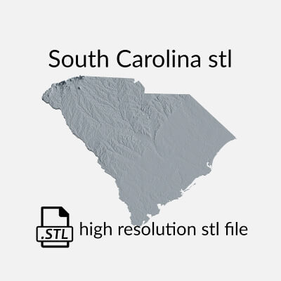 USA State of South Carolina Topographic Map - 3D Terrain by Codingry