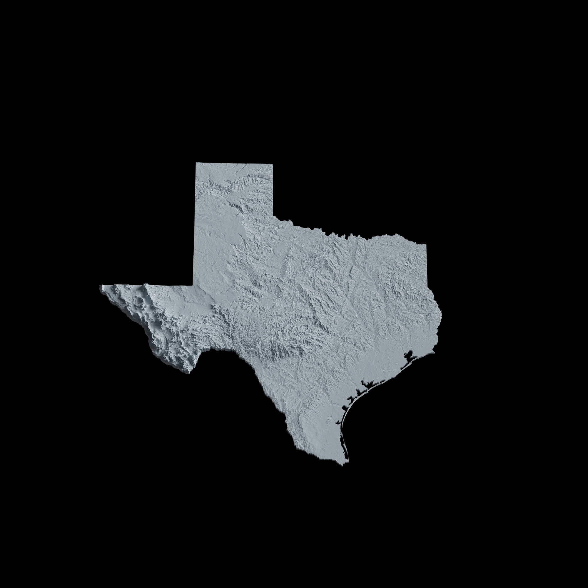 USA State of Texas Topographic Map - 3D Terrain by Codingry