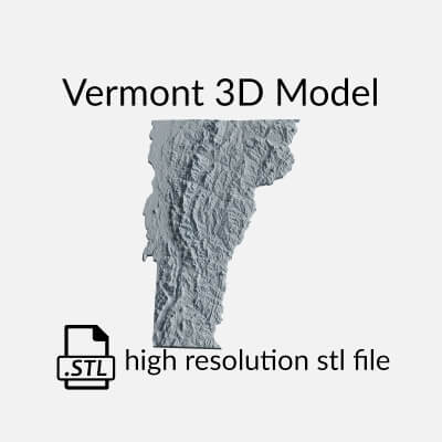 USA State of Vermont Topographic Map - 3D Terrain by Codingry