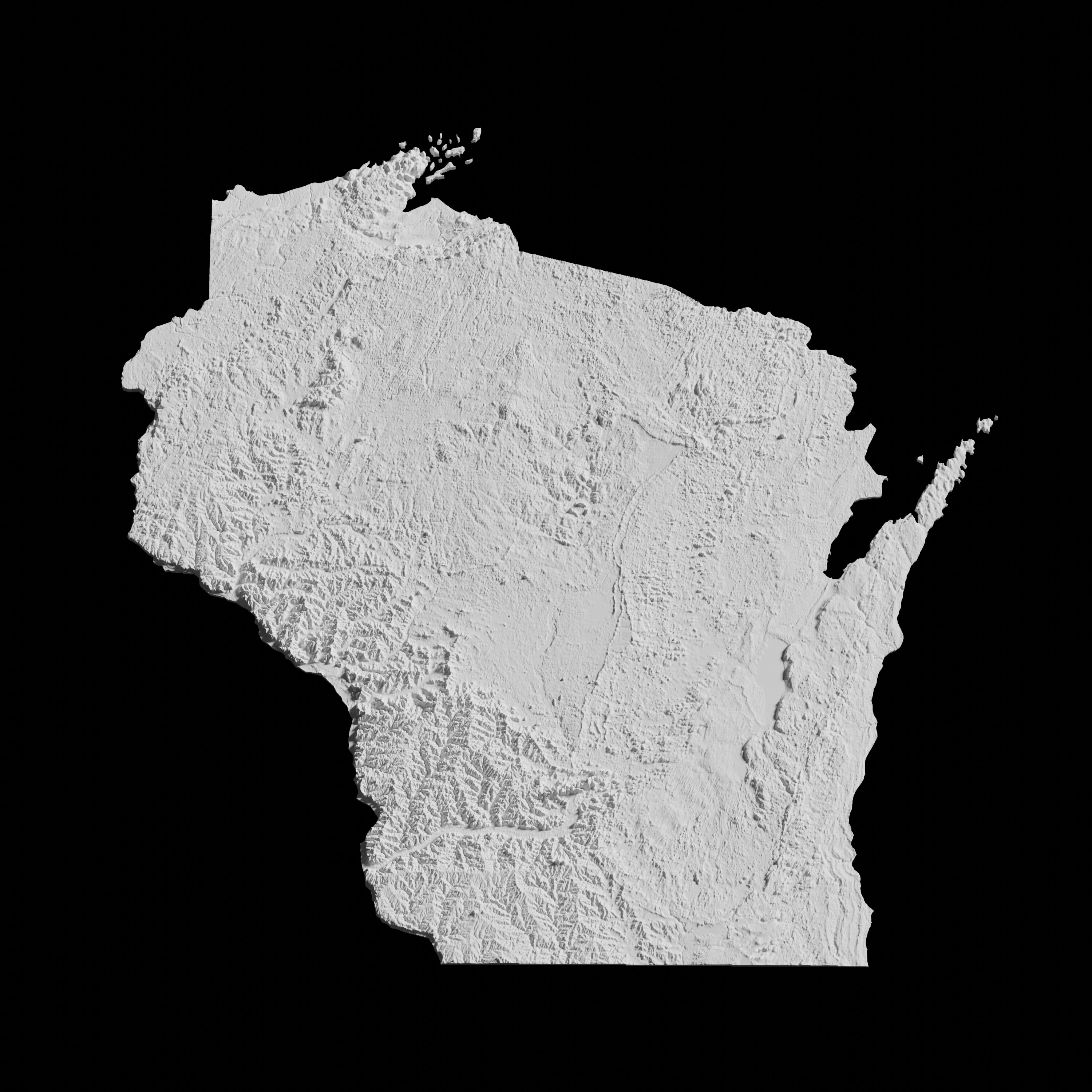 USA State of Wisconsin Topographic Map - 3D Terrain by Codingry