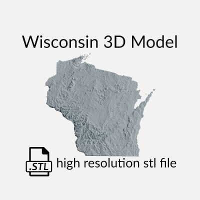 USA State of Wisconsin Topographic Map - 3D Terrain by Codingry