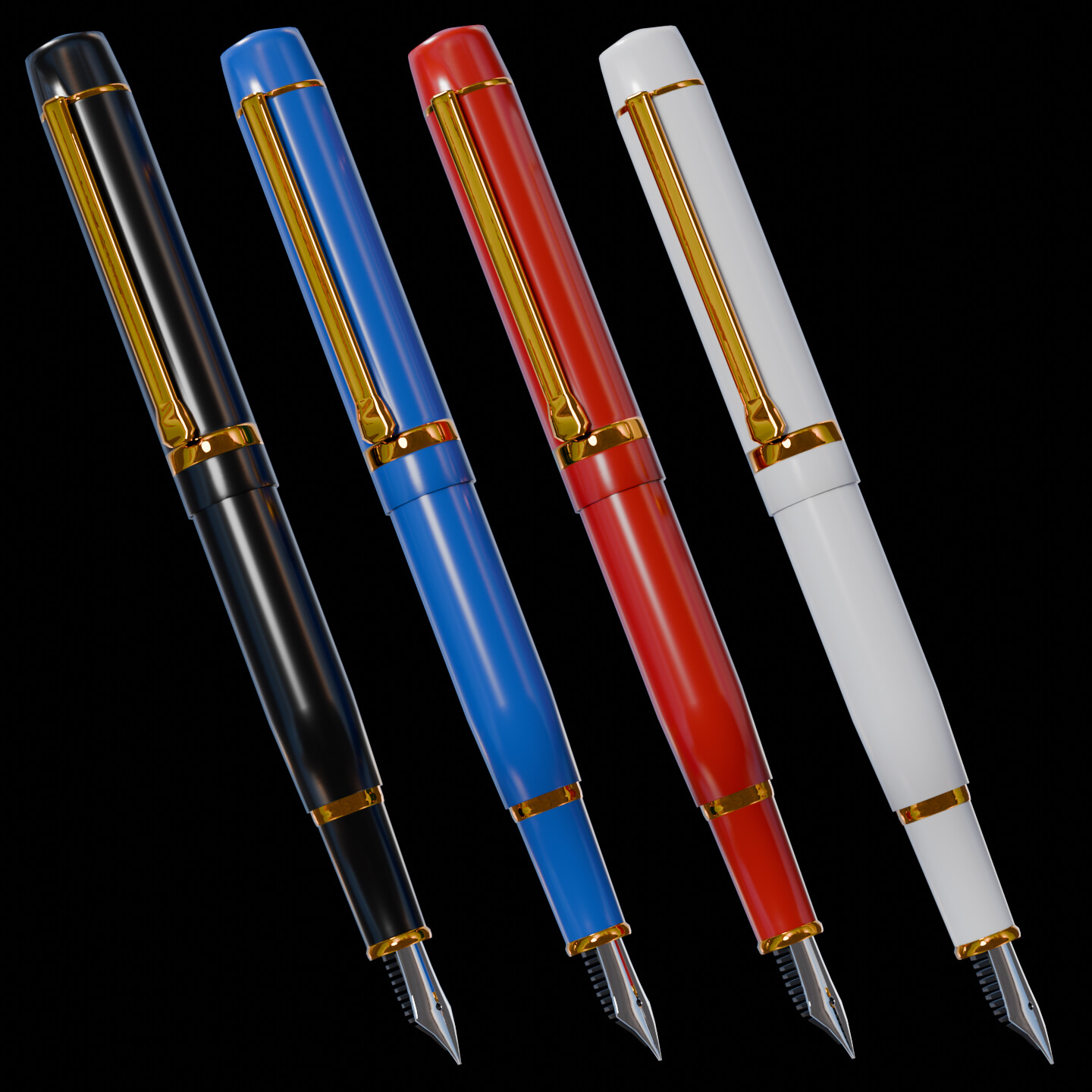 Fountain Pen (4 Colors) - 3D Model by Coeptum