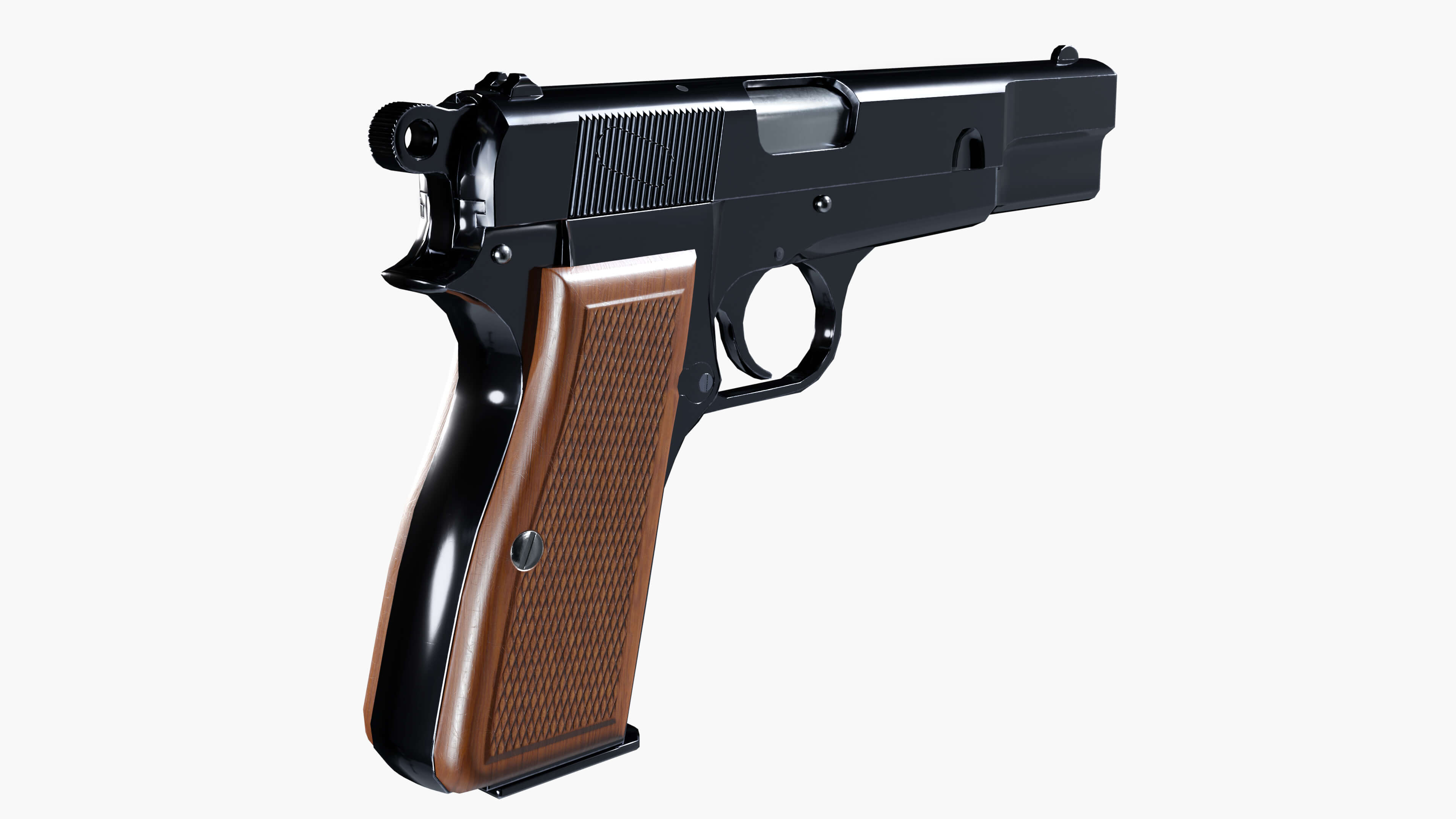 Hi-Power Pistol - Rigged 3D Model by Coeptum