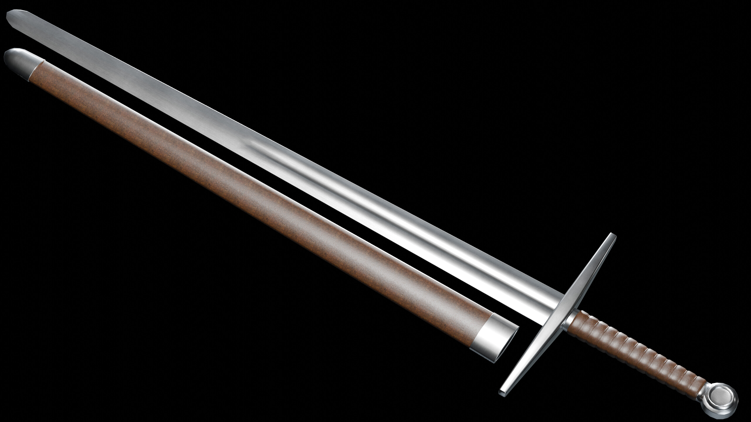 Longsword and Scabbard (5 Color Variants) - 3D Model by Coeptum