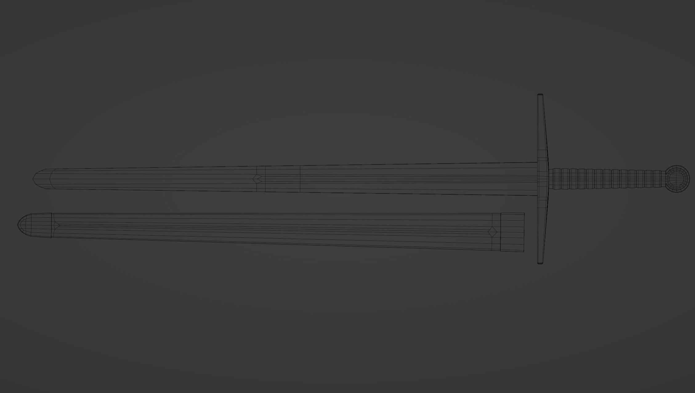 Longsword and Scabbard (5 Color Variants) - 3D Model by Coeptum