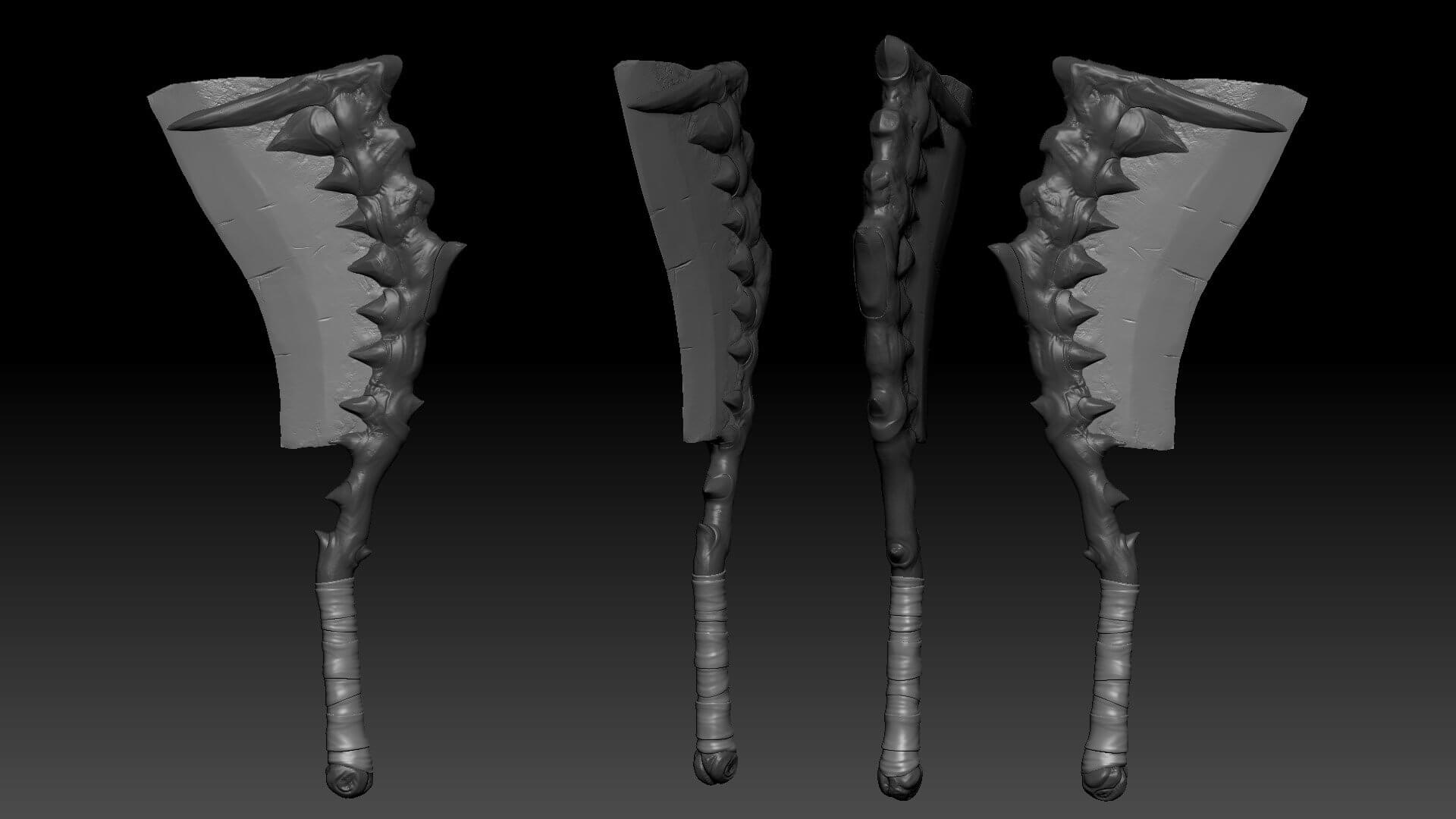 Fantasy Bone Axe - 3D Model by Coffeemill