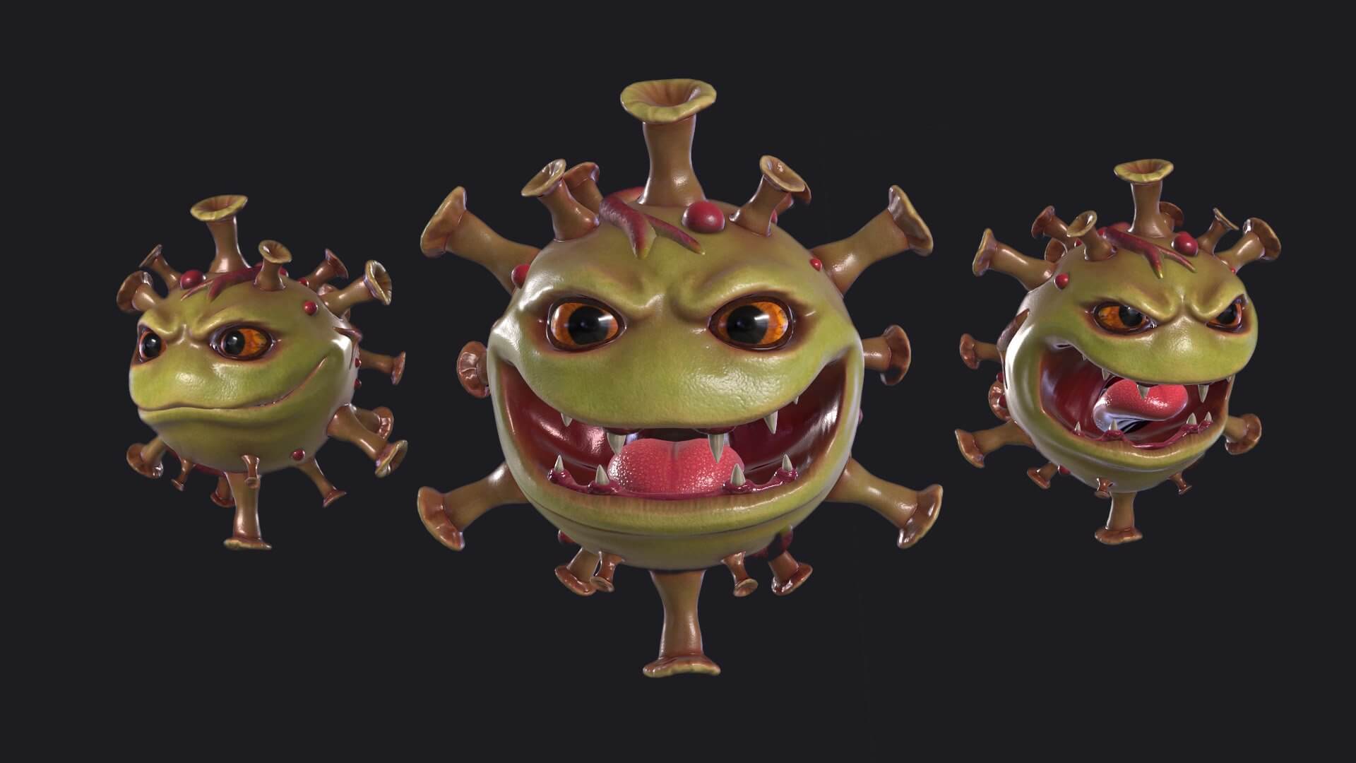 Virus Monster Head - 3D Model by Coffeemill