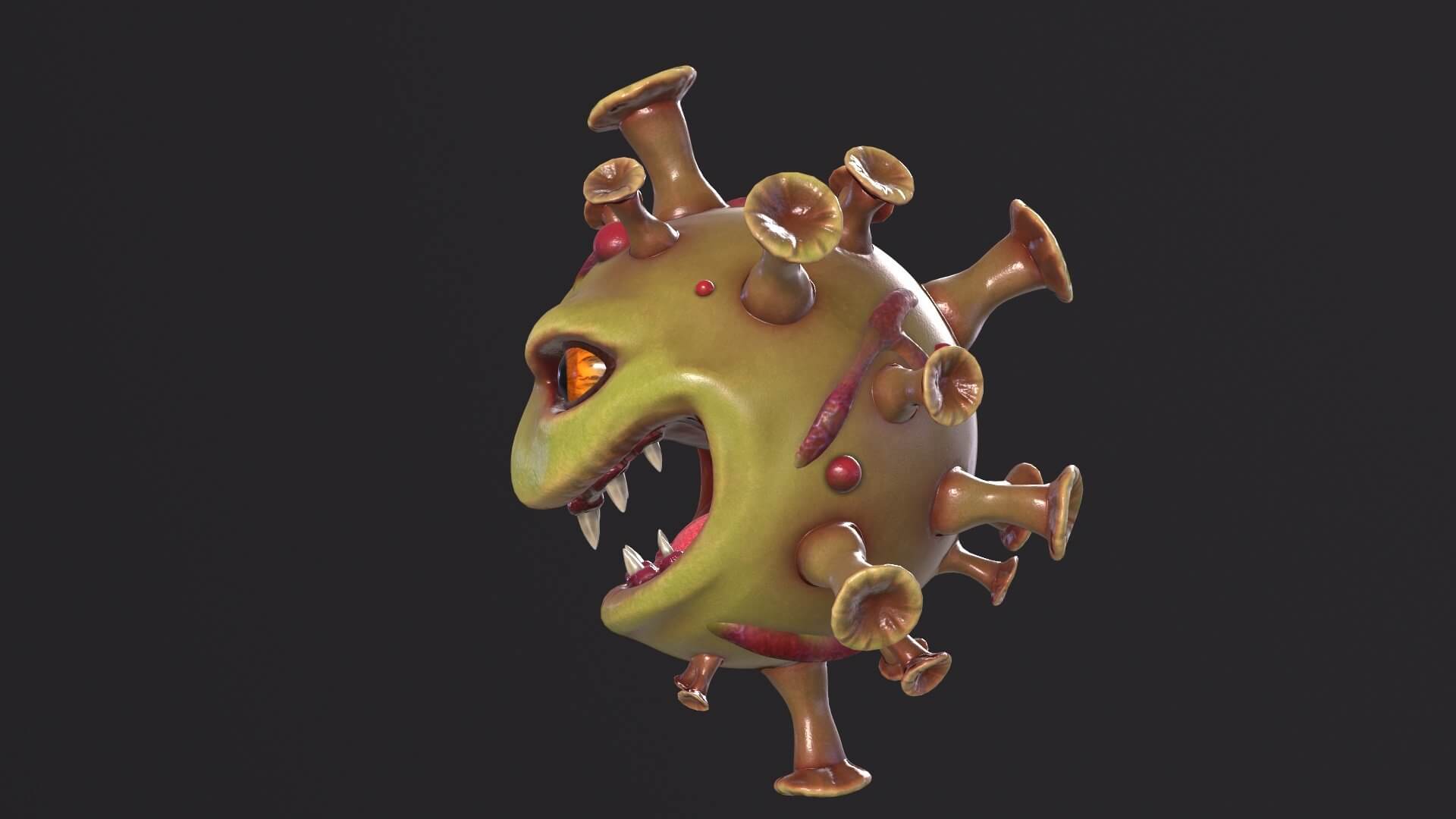 Virus Monster Head - 3D Model by Coffeemill
