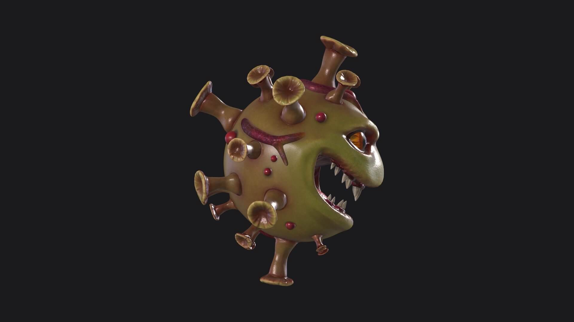 Virus Monster Head - 3D Model by Coffeemill