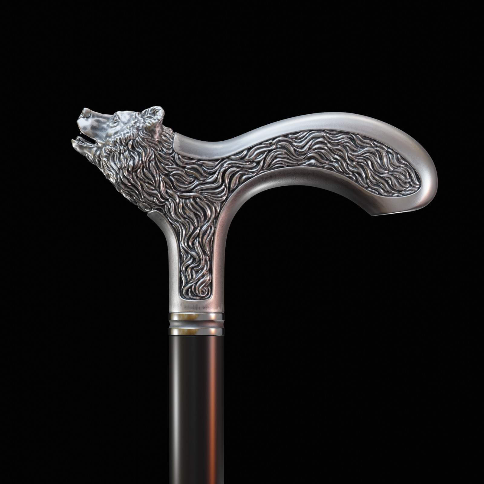 Bear Head Cane Handle - 3D Model by craft3D