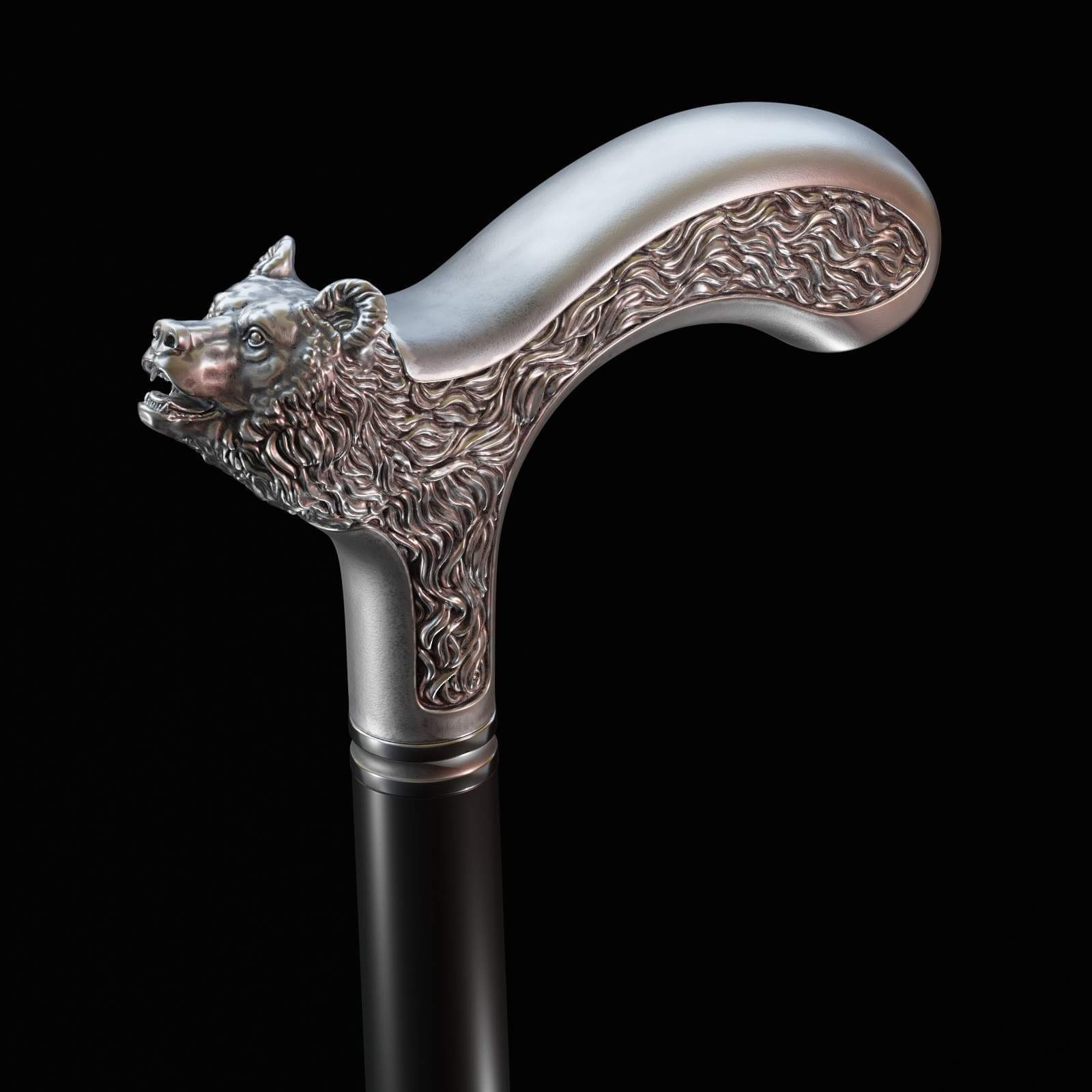 Bear Head Cane Handle - 3D Model by craft3D