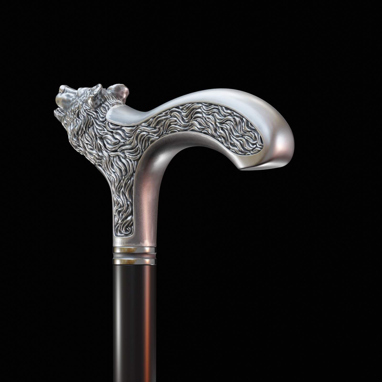 Bear Head Cane Handle - 3D Model by craft3D