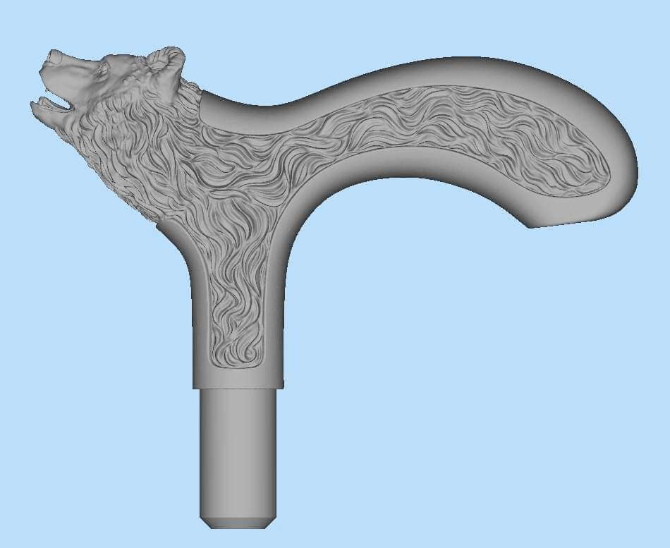 Bear Head Cane Handle - 3D Model by craft3D