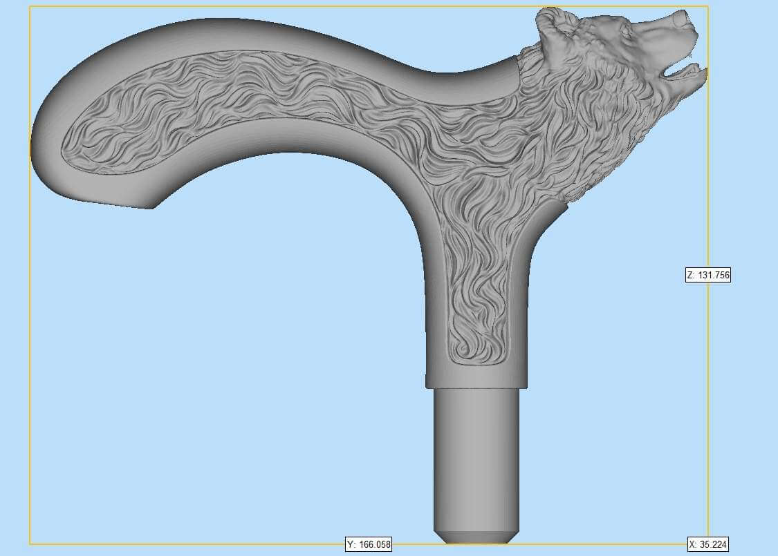 Bear Head Cane Handle - 3D Model by craft3D