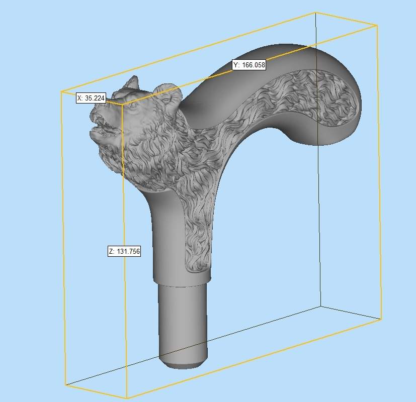 Bear Head Cane Handle - 3D Model by craft3D
