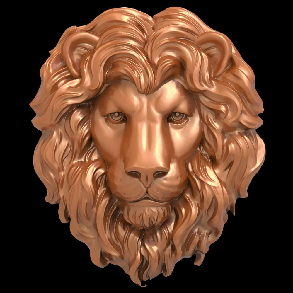 Lion Head Bas-Relief 3D Model by craft3D