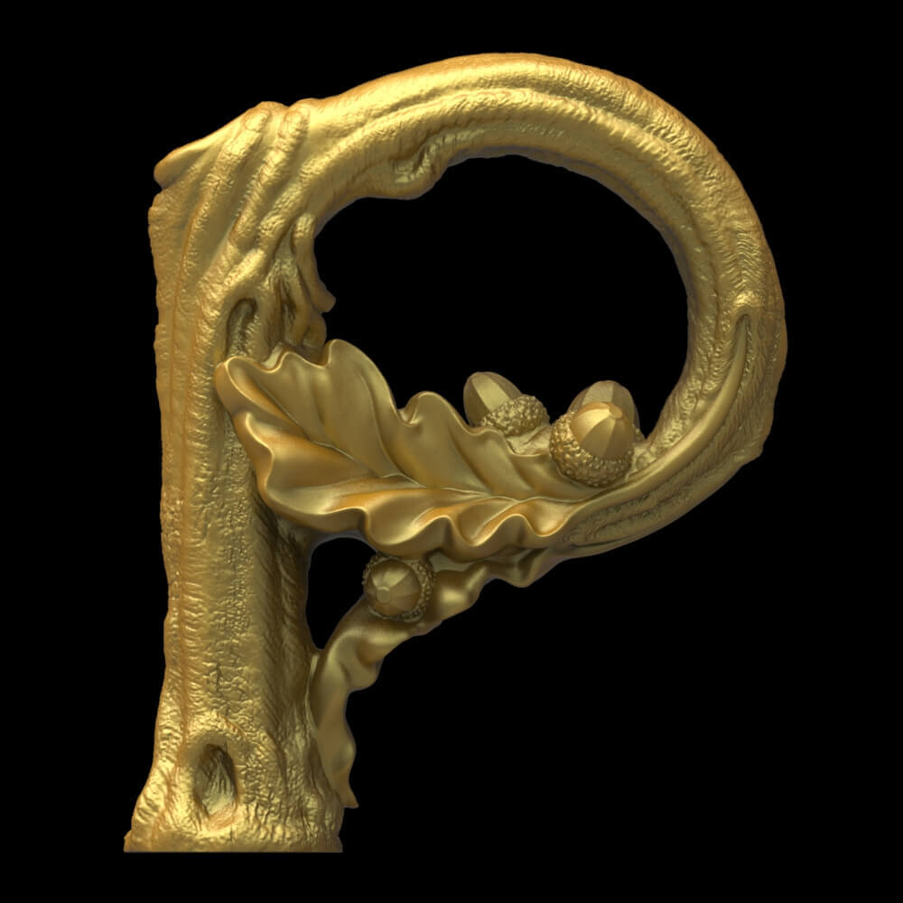 Oak Cane Handle - 3D Model by craft3D