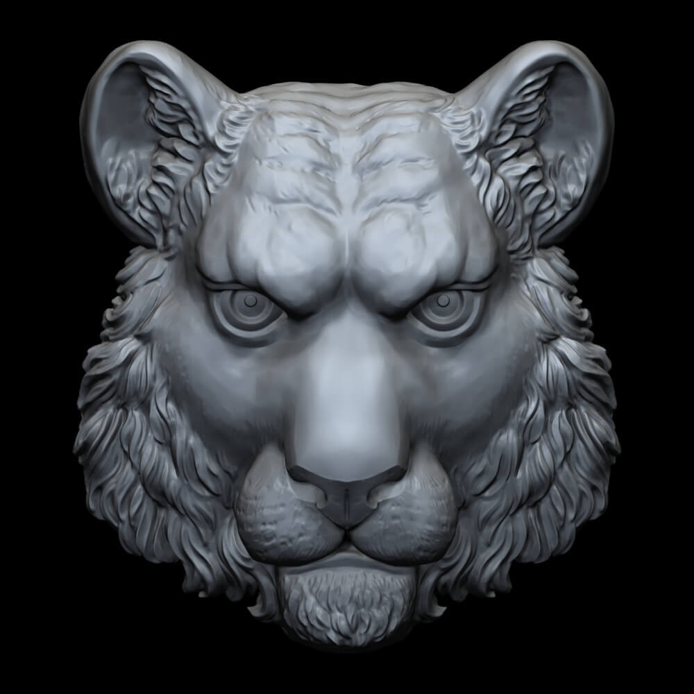 Tiger Head - 3D Print Model by craft3D