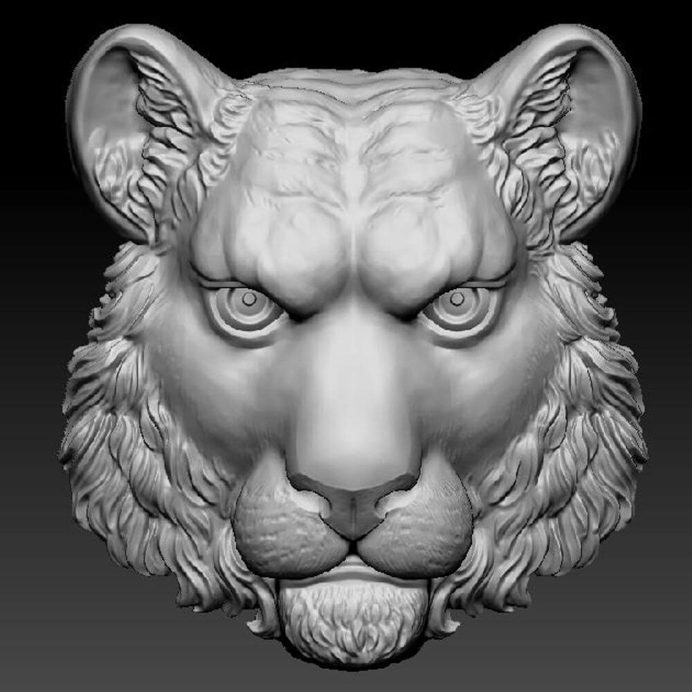 Tiger Head - 3D Print Model by craft3D