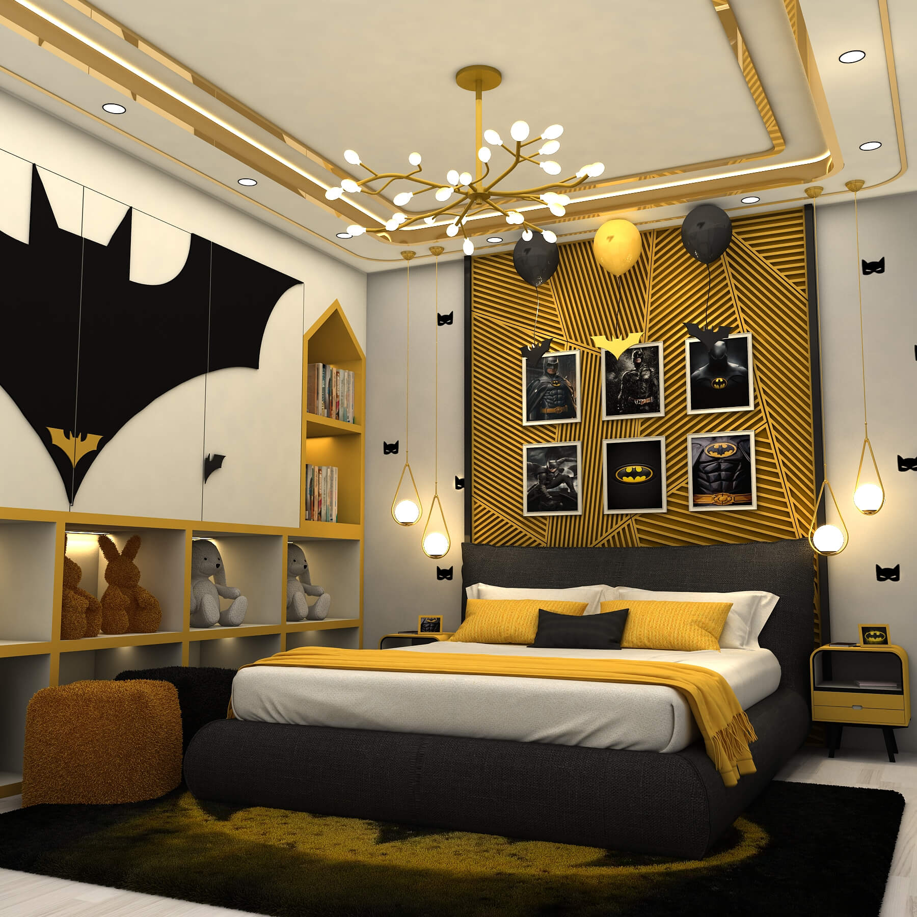Interior Bedroom Design With Batman Theme - 3D Model by creative_designer3d
