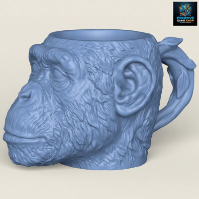 Chimpanzee Face Mug With Stylish Handle - 3D Model by creativegameshop