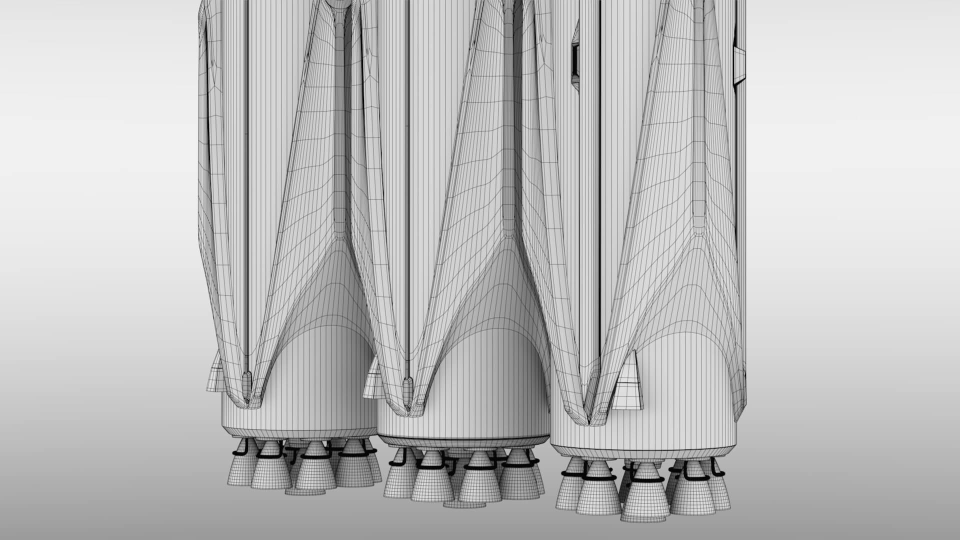 Falcon Heavy V1.2 Rocket - Fully Reusable 3D Model by Creator 3D