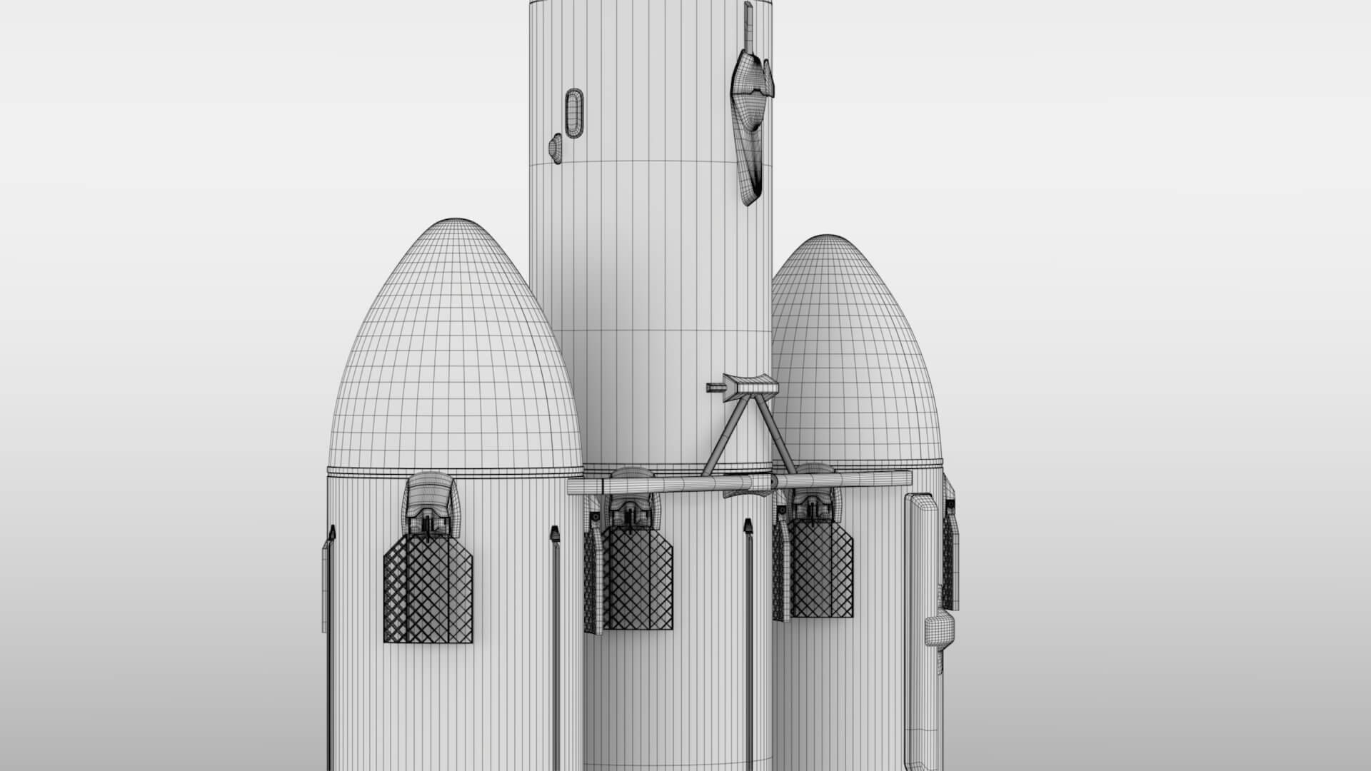 Falcon Heavy V1.2 Rocket - Fully Reusable 3D Model by Creator 3D