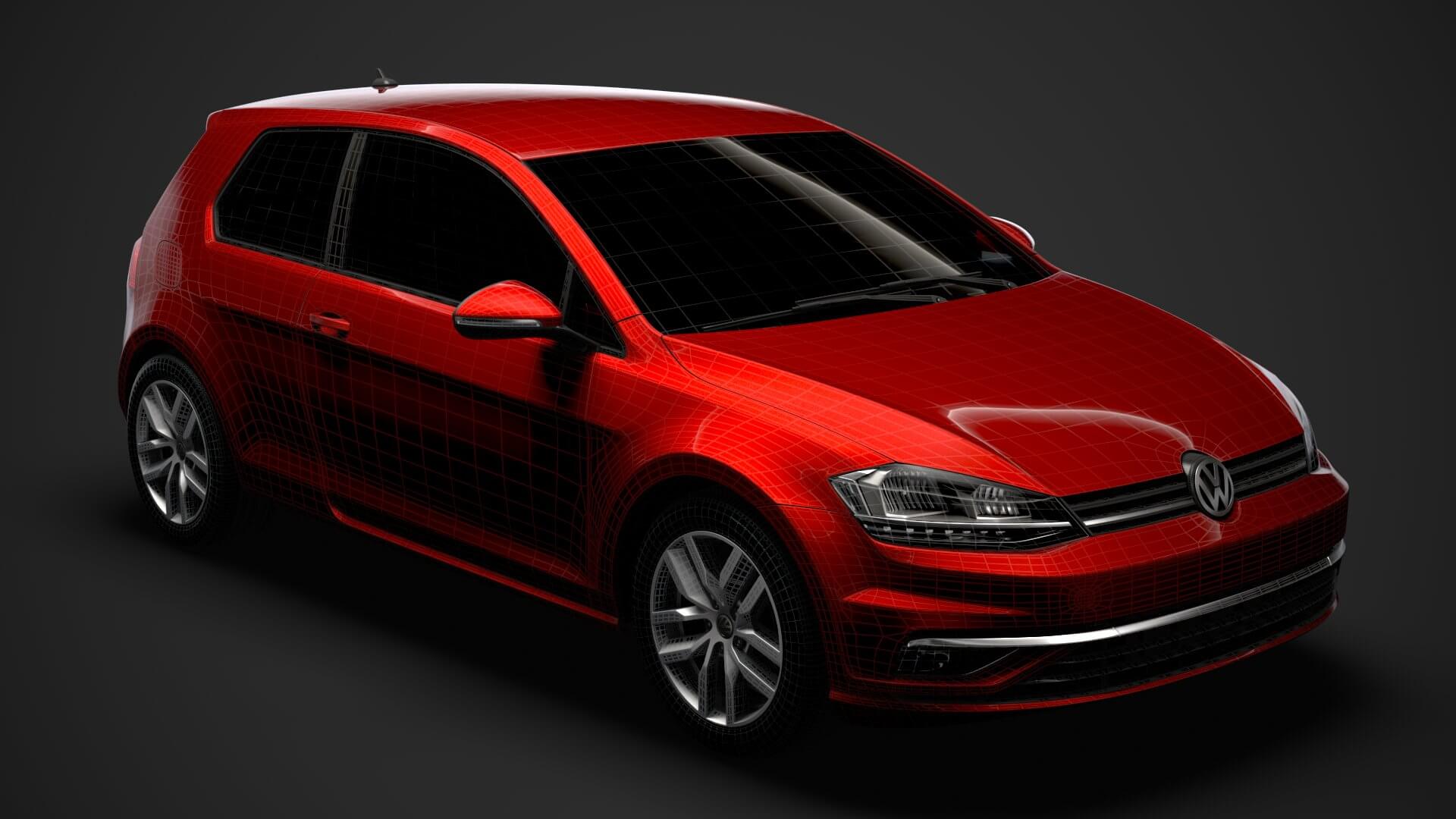 VW Golf TDI 3-Door Typ5G 2019 3D Model by Creator 3D