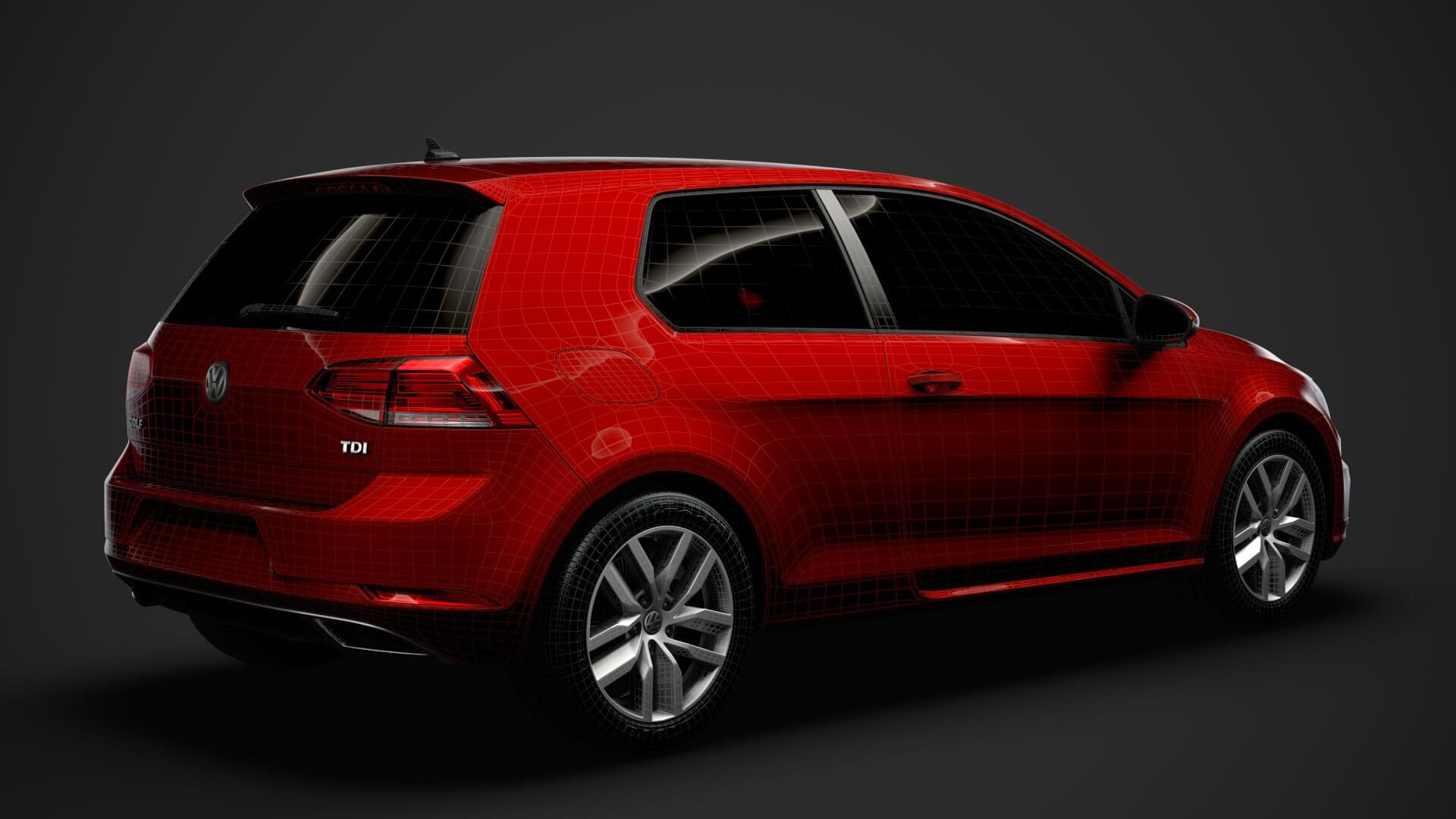 VW Golf TDI 3-Door Typ5G 2019 3D Model by Creator 3D