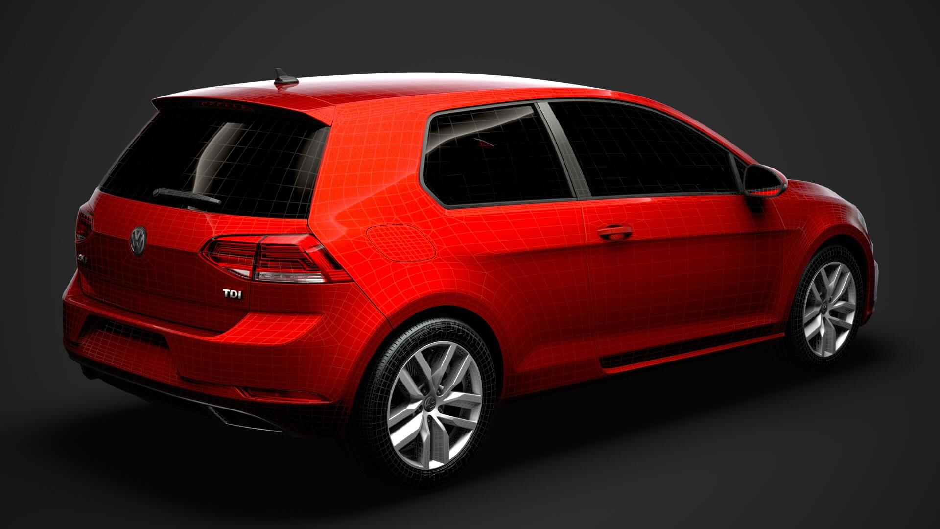 VW Golf TDI 3-Door Typ5G 2019 3D Model by Creator 3D