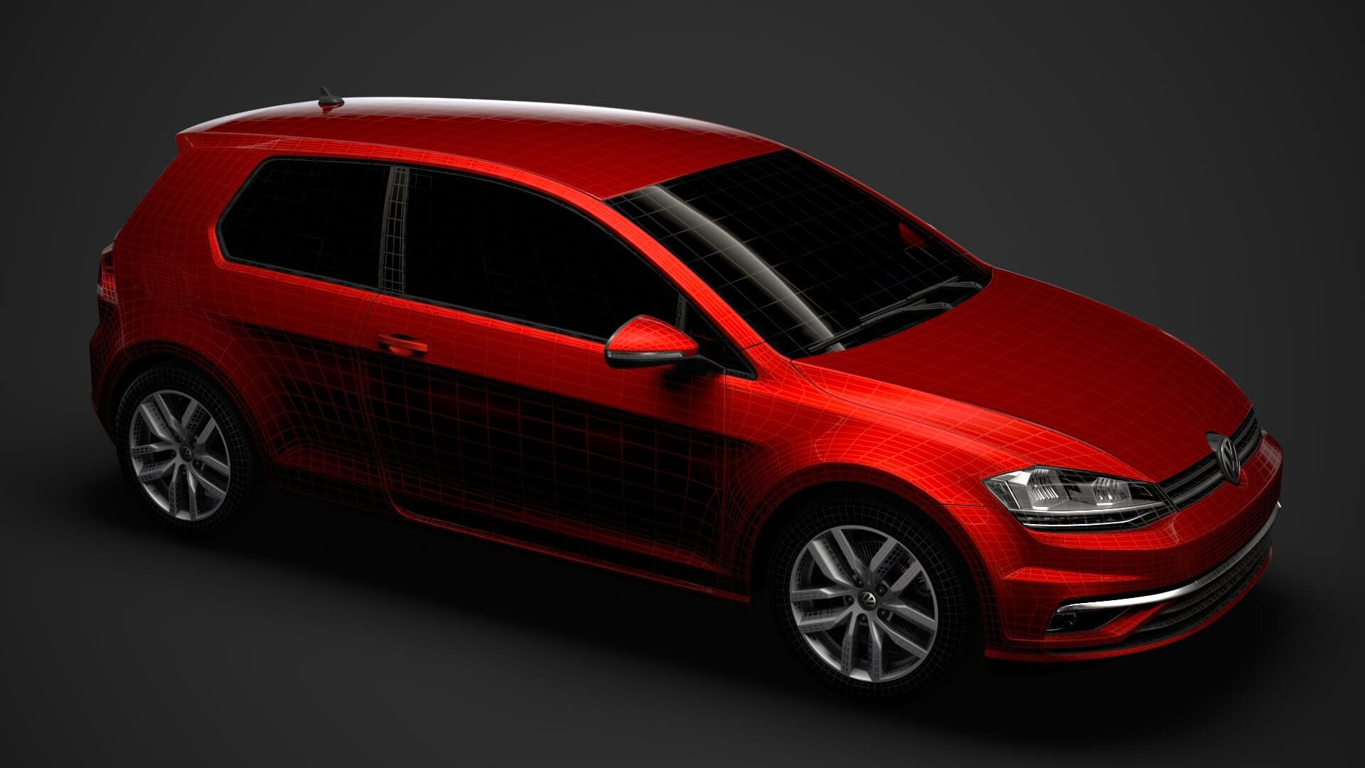 VW Golf TDI 3-Door Typ5G 2019 3D Model by Creator 3D