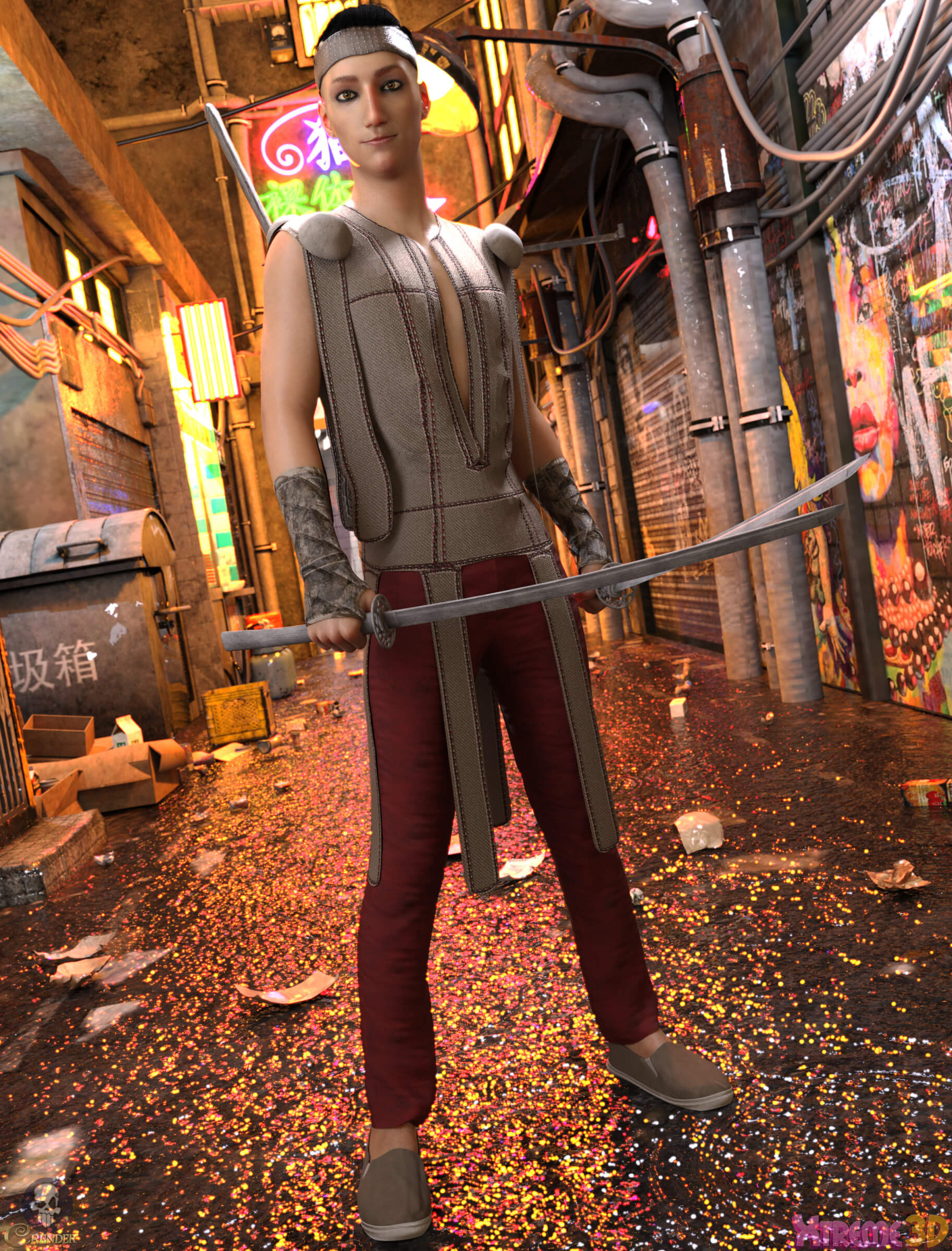 dForce Jin Outfit for G8M by Lyone 3D Render by crender