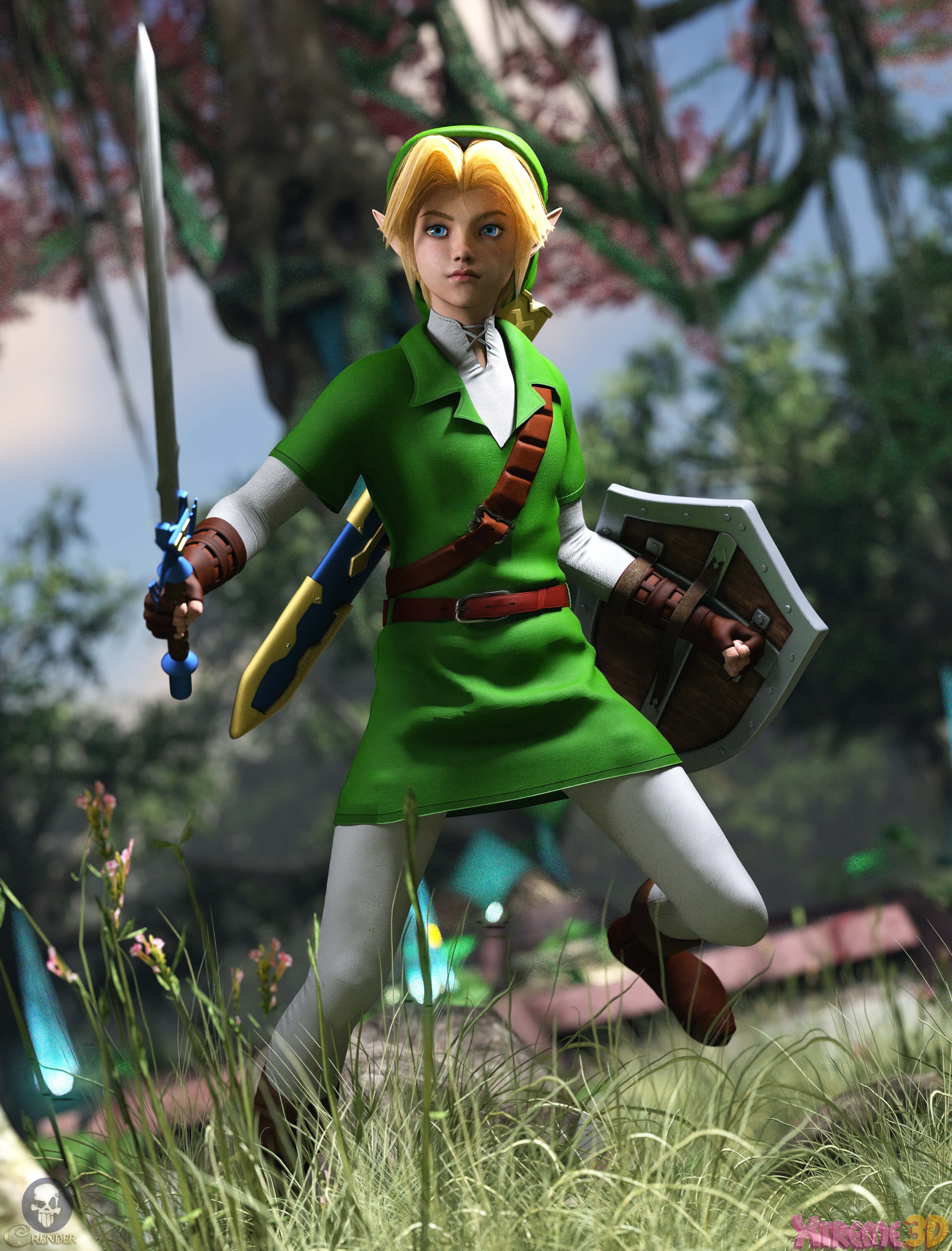 Link Ocarina of Time - Outfit and Hair G9 by Muwawya 3D Render
