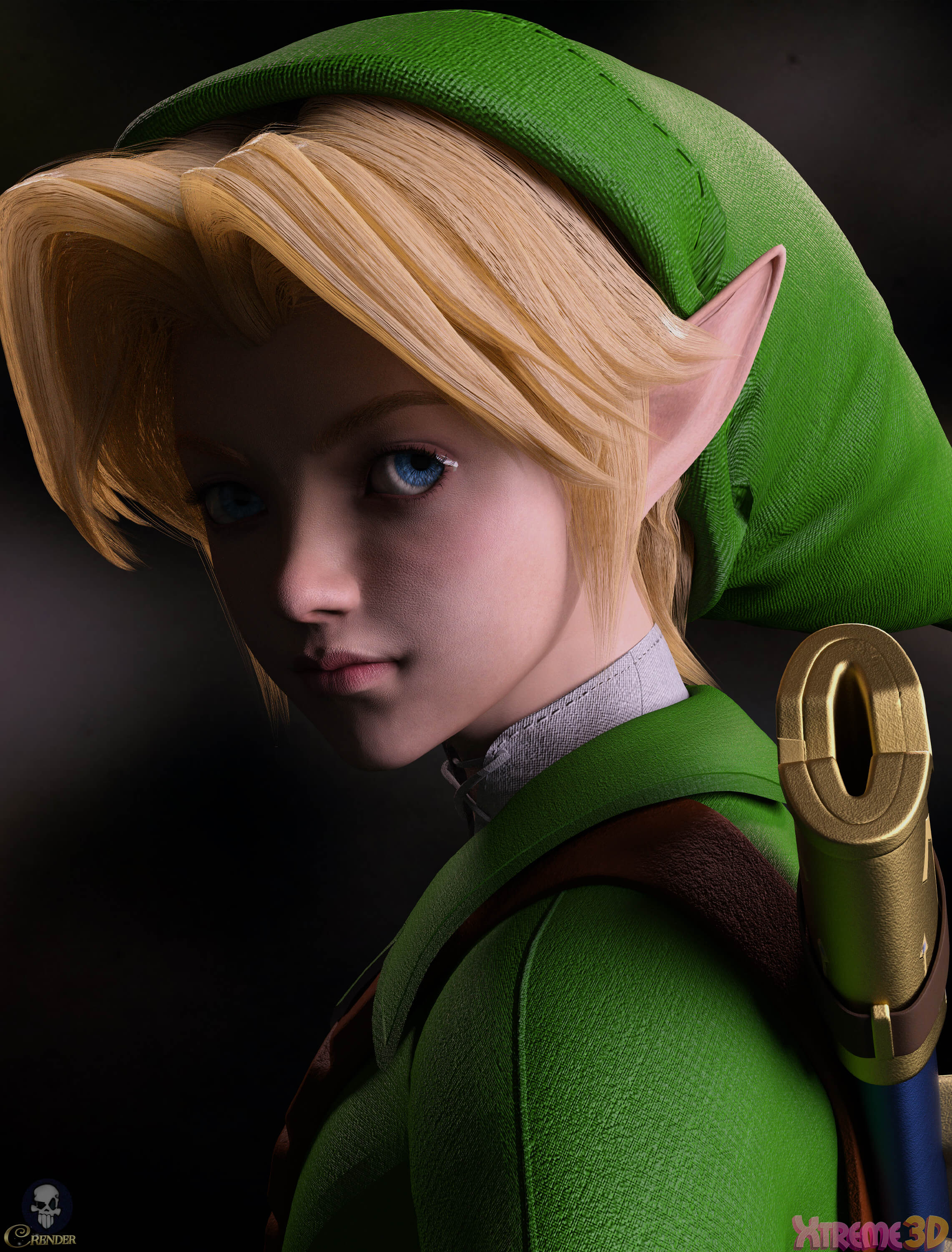 Link Ocarina of Time - Outfit and Hair G9 3D Render by crender