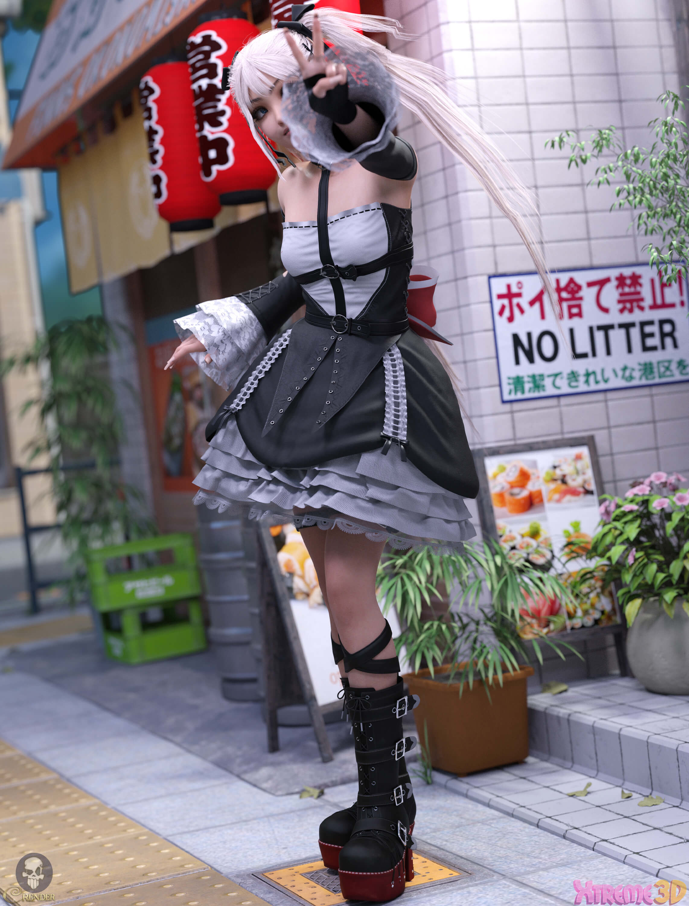 Marie Rose Lolita Dress and Hair for G8 by Muwawya 3D Render