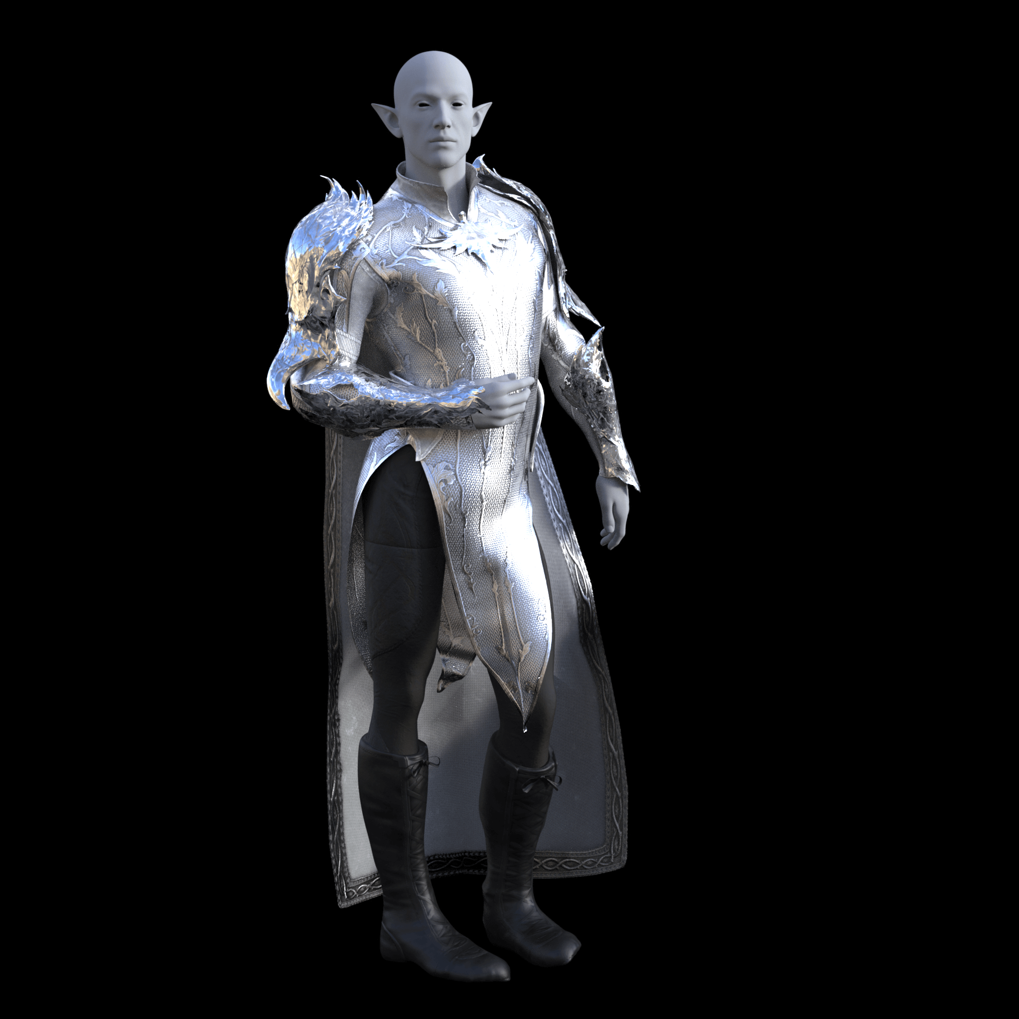 WIP BG3 Elven Chains 3D Render, Digital Art by crimsonia