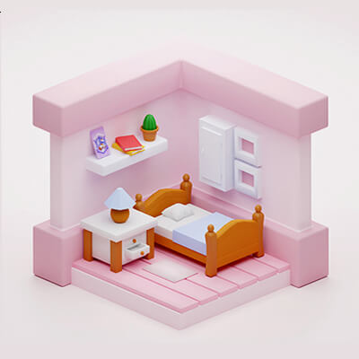 Isometric Cartoon Room - Free 3D Model by crop3d